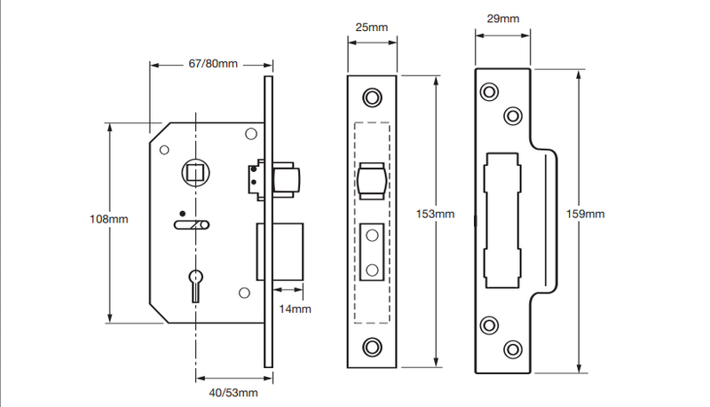 Union(Chubb) 3k75 BS 5 Lever Mortice Sashlock c/w Box Keep – Handleit.ie