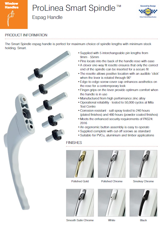 Mila Pro-Linea Universal Espagnolette Inline Window Handle – Handleit.ie